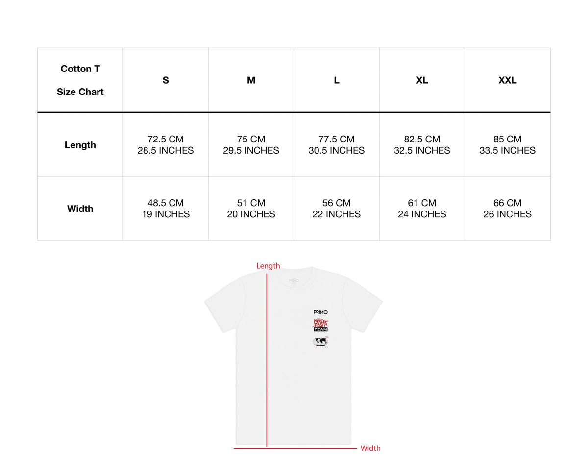 Primo Fight Team Cotton T-Shirt White – Primo Fight Wear Official