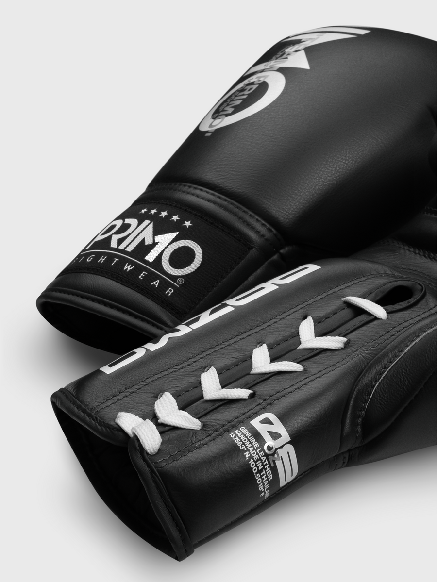 Primo Fight Wear Pro Lace Up Boxing Gloves - Onyx Black – Primo ...