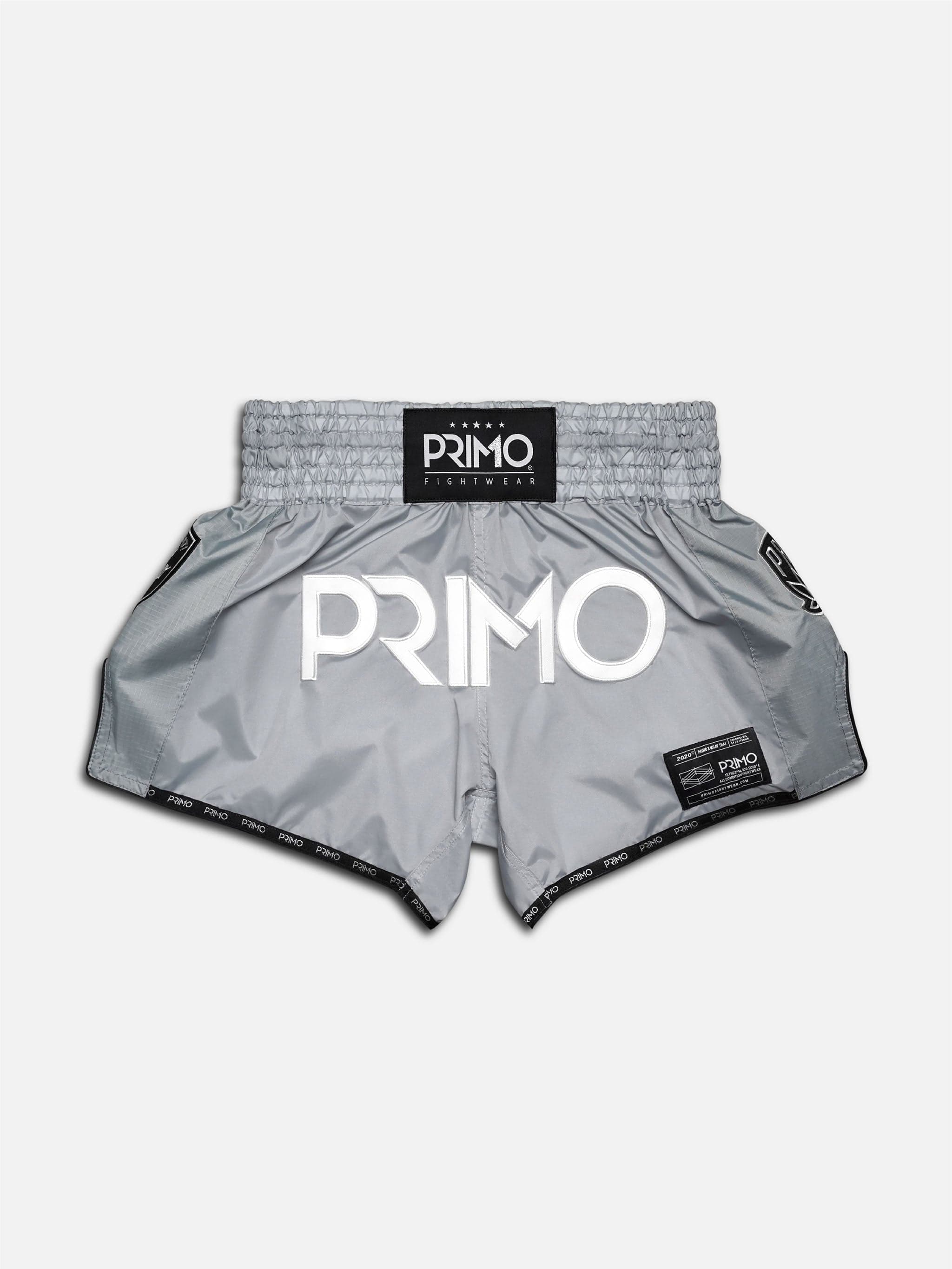 Primo Fight Wear Muay Thai Shorts - Hammerhead Grey Super Nylon – Primo ...